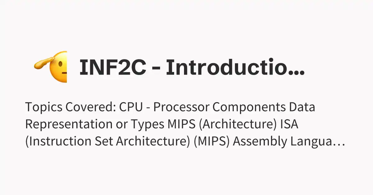 INF2C - Introduction to Computer Systems (ICS)